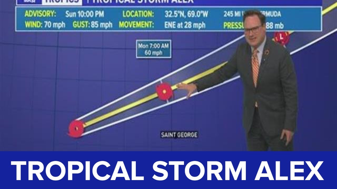 Tropical Storm Alex moving away from East coast - YouTube