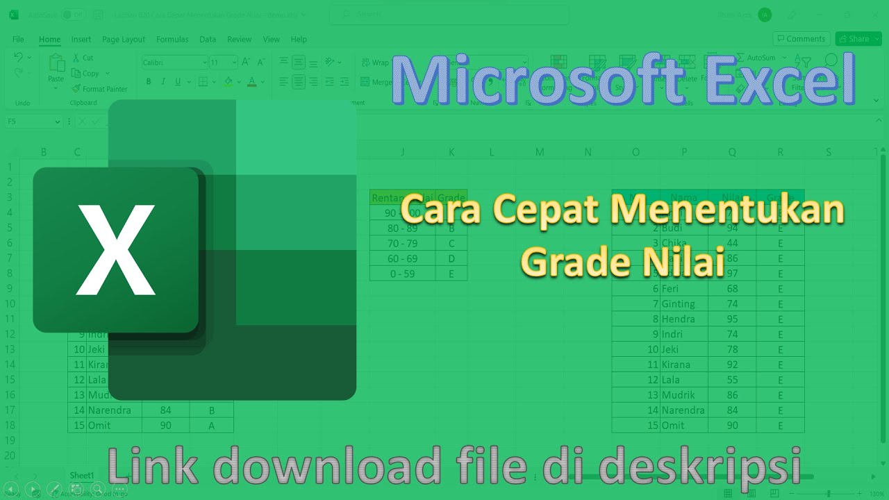Cara Cepat Menentukan Grade Nilai pada Microsoft Excel - YouTube