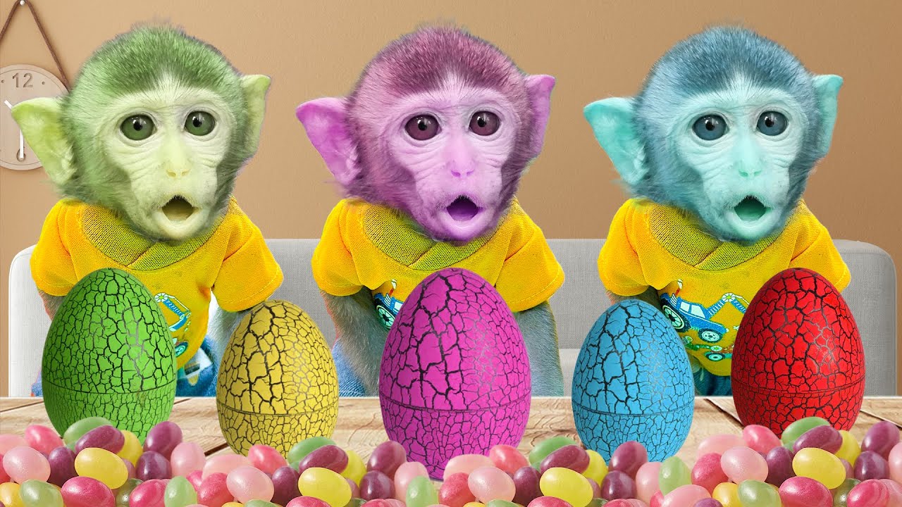 Khỉ Con Chu Chu Đập Hộp Trứng Khủng Long - Mukbang Kẹo Đổi Màu - Hoạt ...