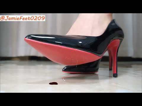 Red bottom high heels little man, giantess crush