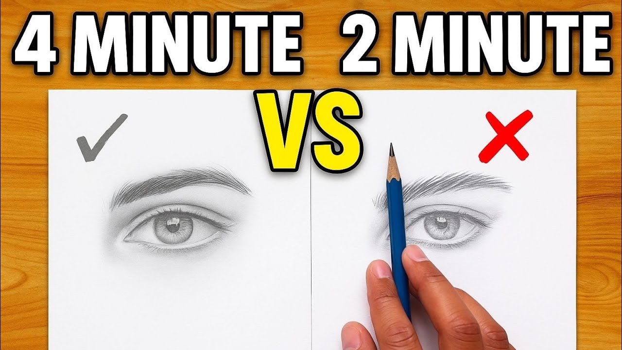🔥 Hyper Realistic Eye Drawing – 4 min VS 2 min Challenge ️ | Insane ...