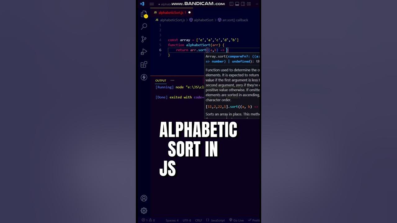Biggest Javascript Shortcut For Alphabetic Sort 🤯😱 Shorts Javascript Programming