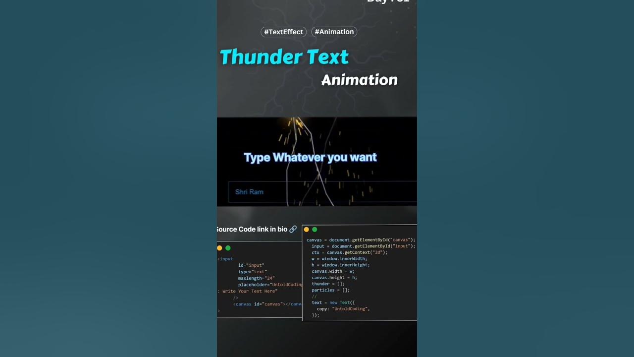 Thunder Text Animation | Coding | Html | Css | Javascript | Python #shorts #shortsfeed #computer ...