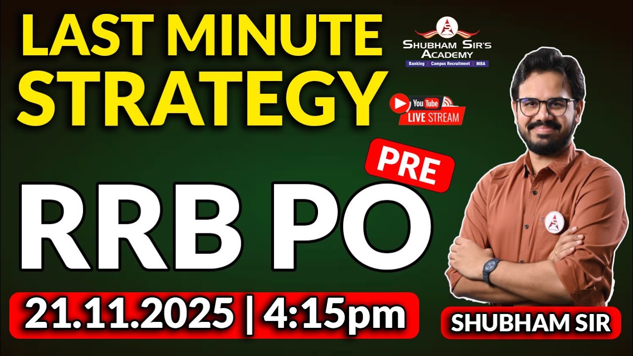 LAST MINUTE STRATEGY: RRB PO PRE #ssa #shubhamsir #mains #rrb #bankexam ...