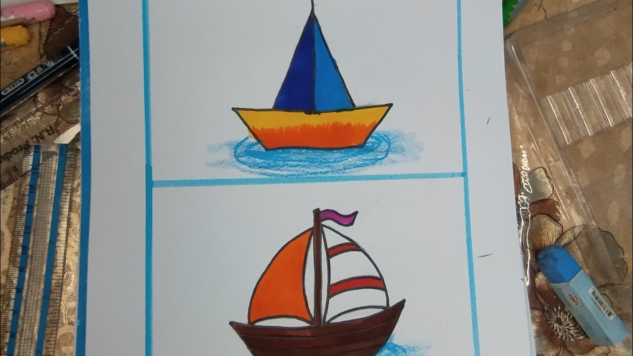 How to draw a boat/Easy boat drawings for beginners / সহজে নৌকা আঁকা ...
