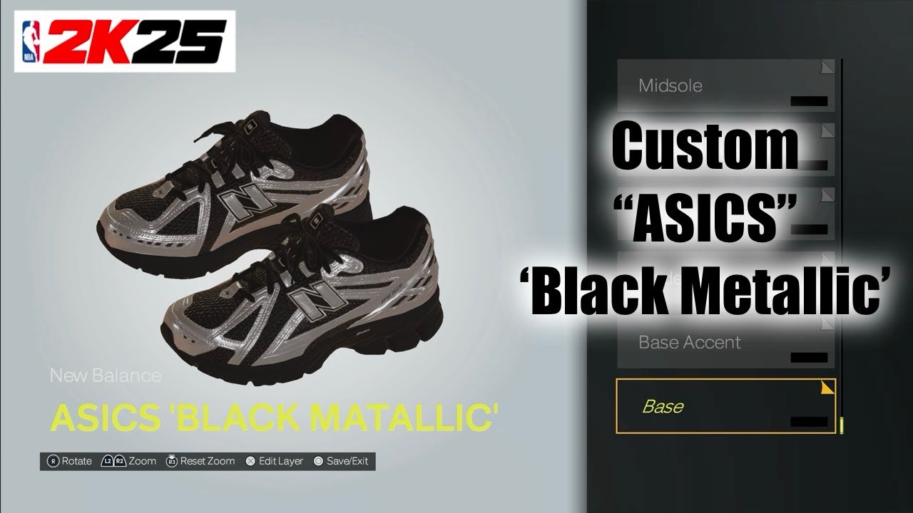 NBA 2K25 Shoe Creator - Custom ASICS Black Metallic - YouTube