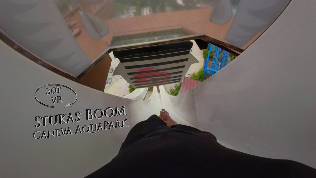 Caneva AquaPark Stukas Boom (Trapdoorslide) 360° VR POV Onride - YouTube