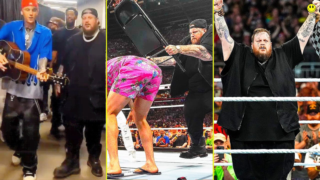 MGK & more REACT to Jelly Roll's SummerSlam DEBUT - YouTube