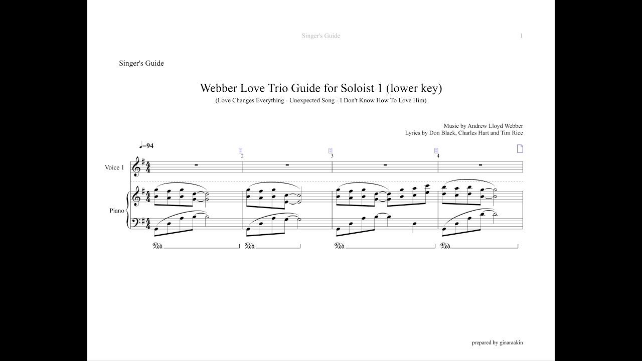 Webber Love Trio - Rehearsal Guide for Singers - Soloist 1 (lower key ...