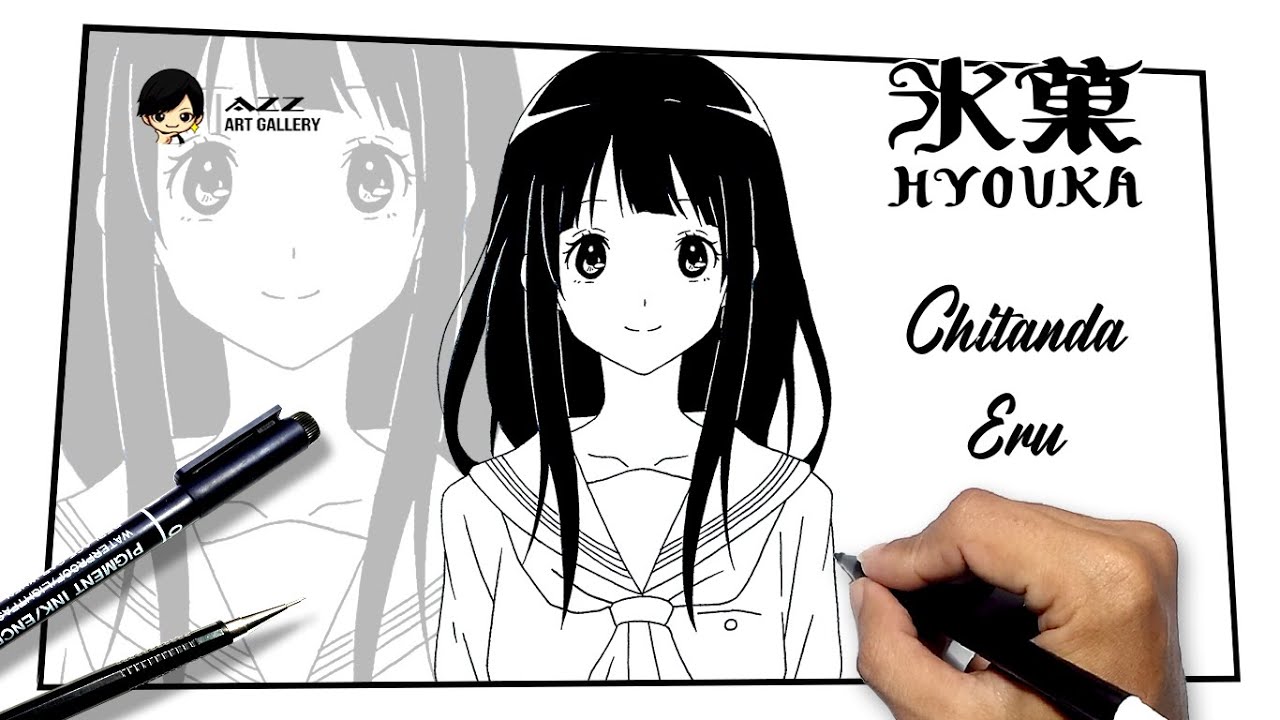 How to draw Chitanda Eru from Hyouka - YouTube