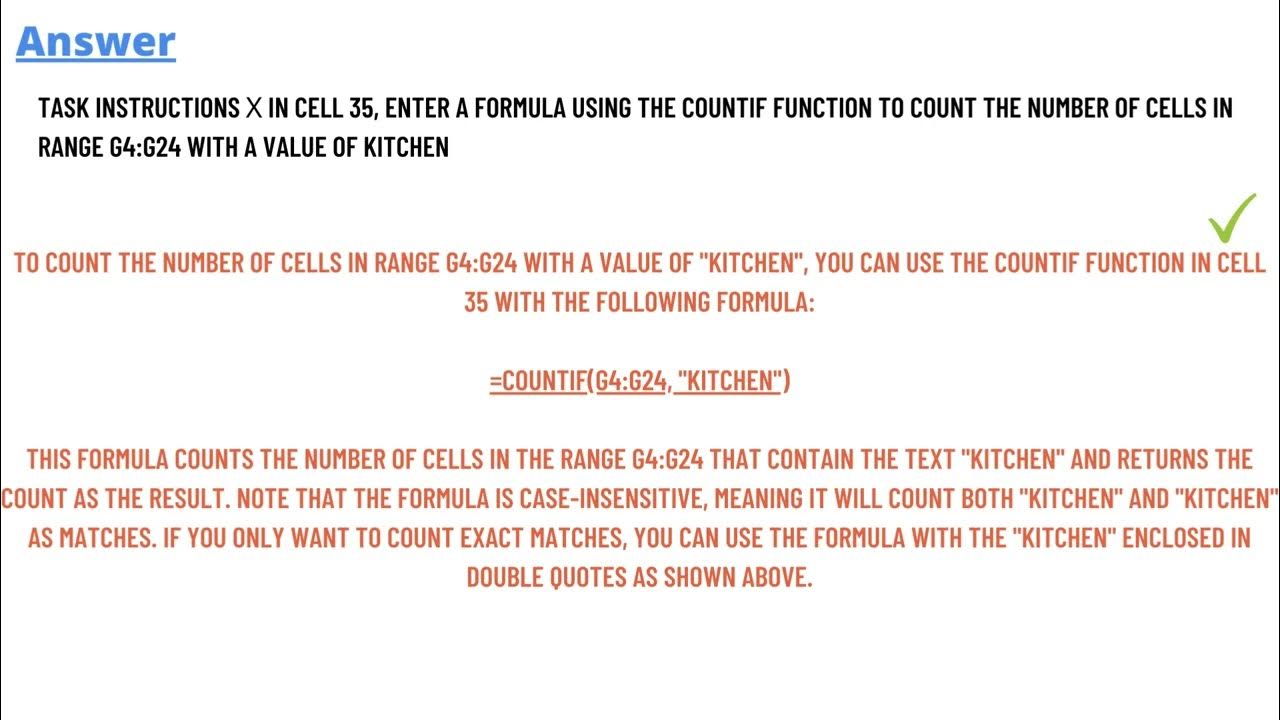 In cell J5 enter a formula using the COUNTIF function to count the number of cells in range G4 ...