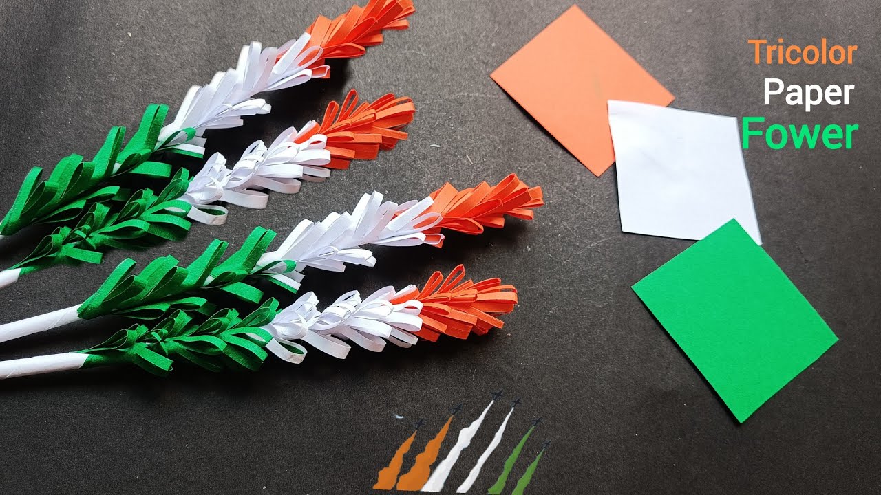 Tricolor Flower | Independence Day craft | How to make paper flower ...