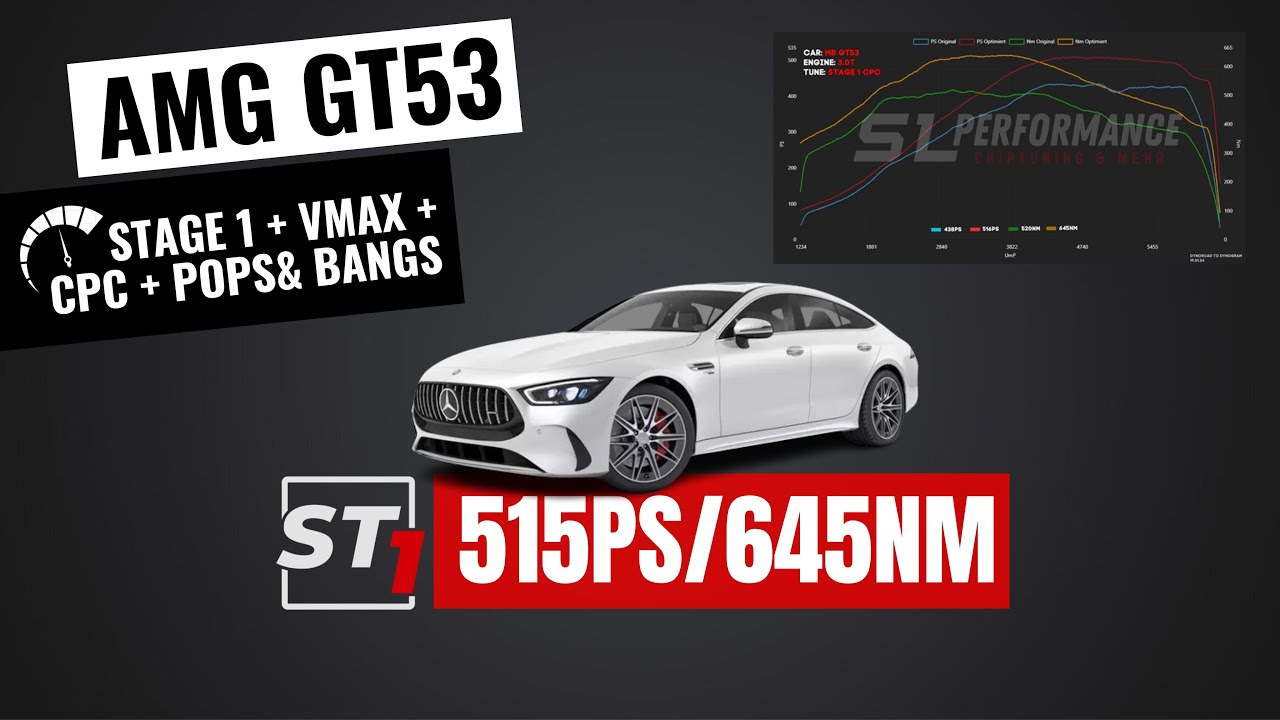 Mercedes AMG GT53 435PS Chiptuning Stage 1 + Pops & Bangs CPC | SL Performance - YouTube