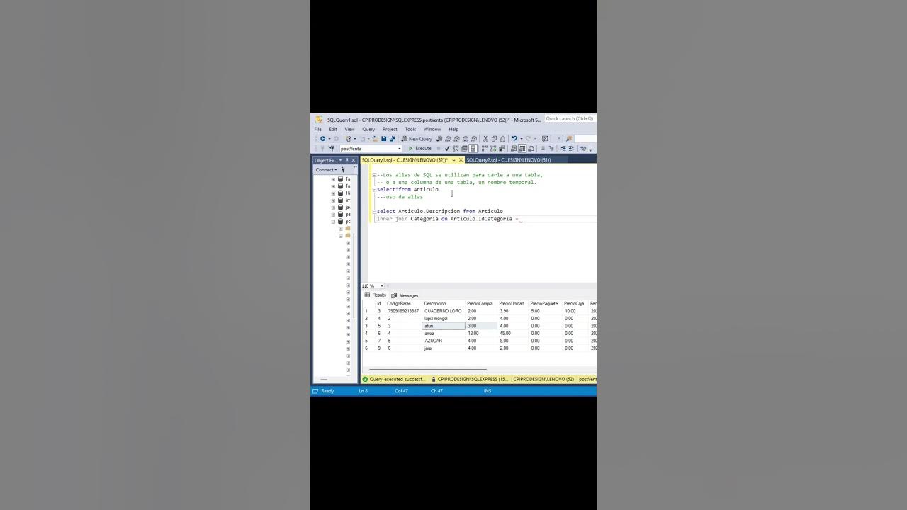 Alias en sql server (AS ) #sqlserver #tutorial - YouTube