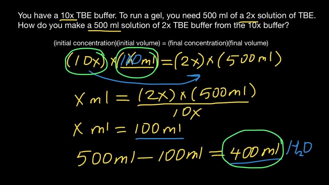 How to calculate concentration of TBE or Tris/Borate/EDTA buffer - YouTube