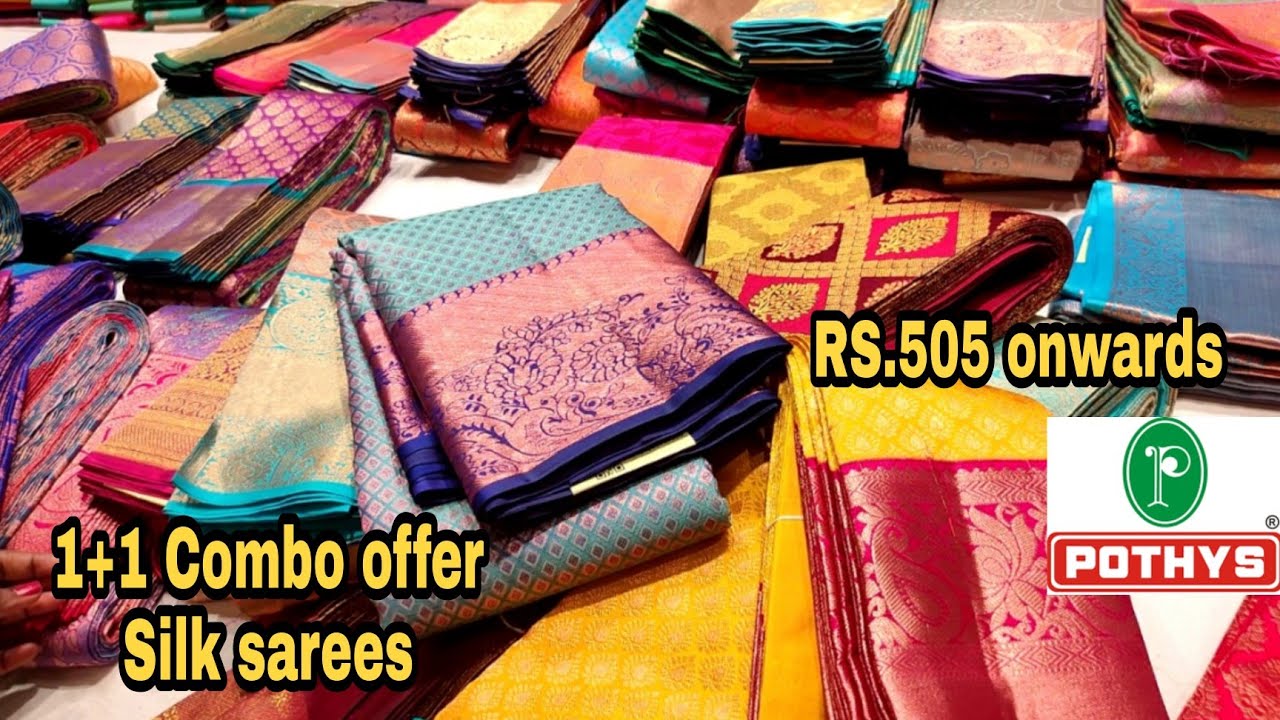 Pothys RS.550 1+1 Combo Offer/Semi Silks/Pure Kanjipuram Wedding ...