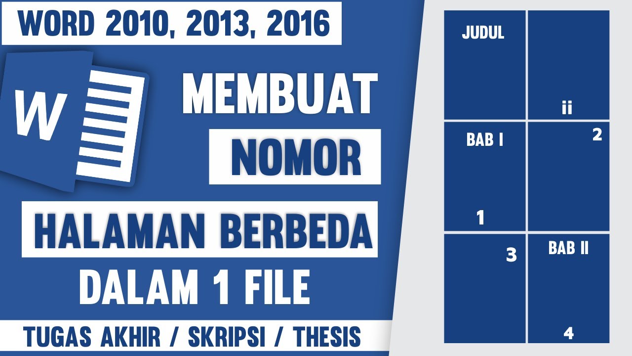 CARA MEMBUAT NOMOR HALAMAN BERBEDA FORMAT DALAM 1 FILE WORD - YouTube