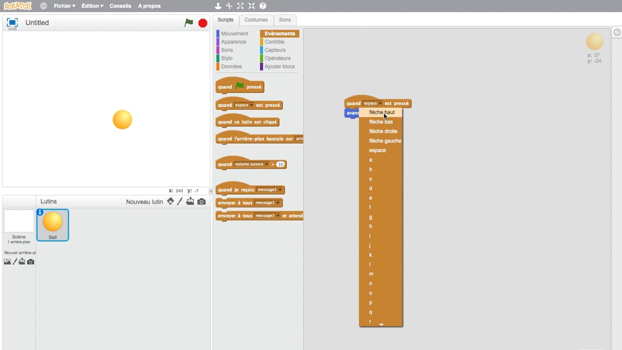 Scratch : déplacement d'un lutin - YouTube