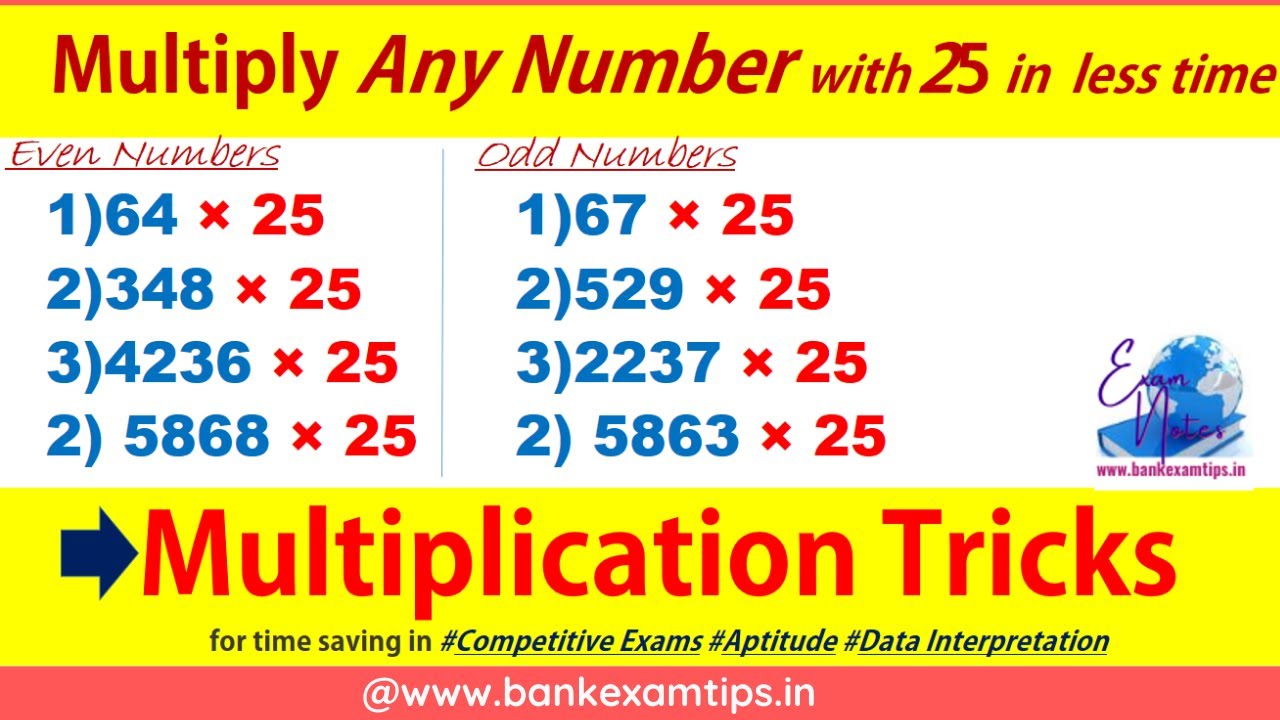 Multiply with 25 | Multiplication Shortcut Tricks -3 | Fast Calculation ...