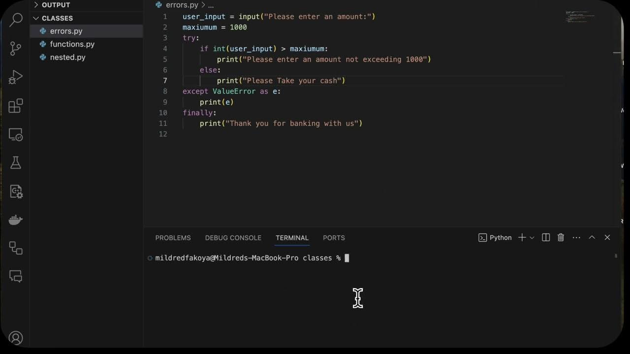 Week 6 : Lesson 3 - Raising Exceptions and Handling Errors in Python ...