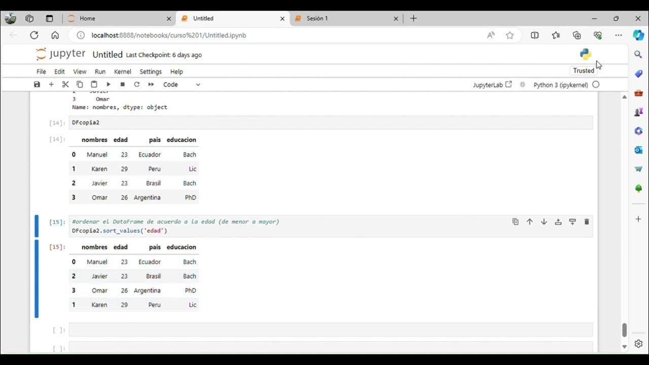 Ordenar columna en DataFrame en Python (Ascendente y Descendente) - YouTube