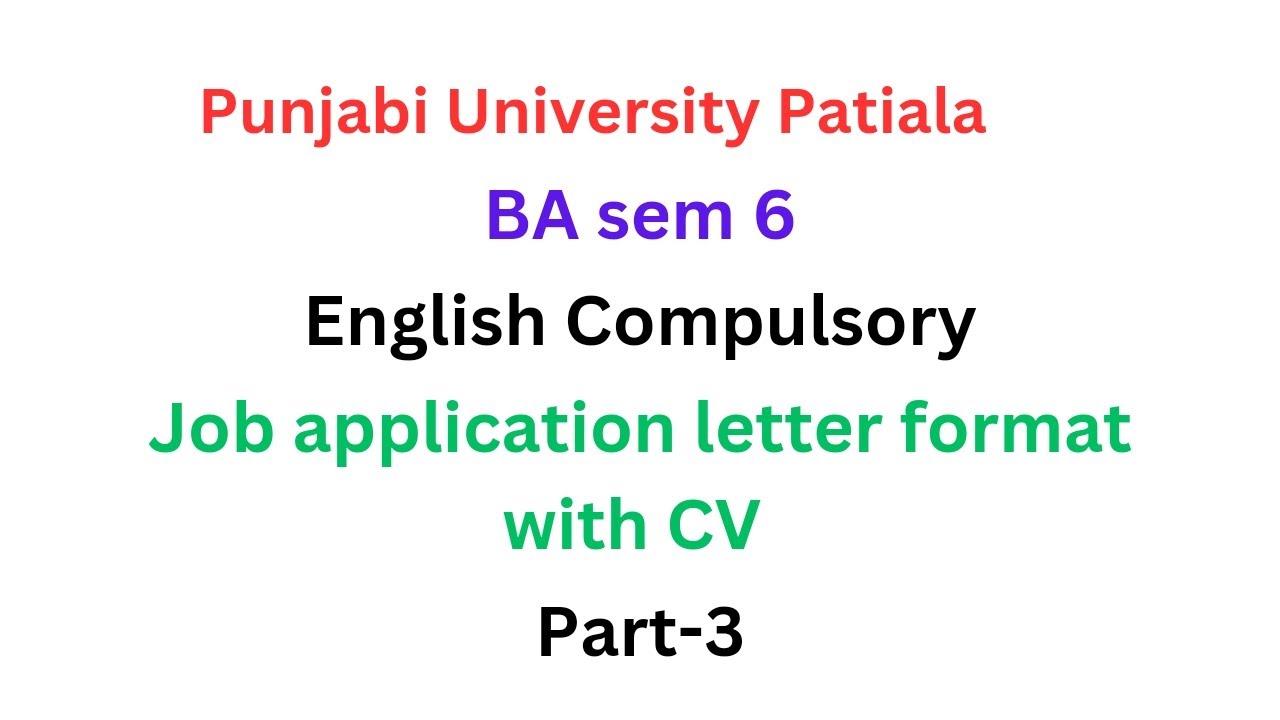 #BA sem 6 Job application letter format. English Compulsory. C.V ...