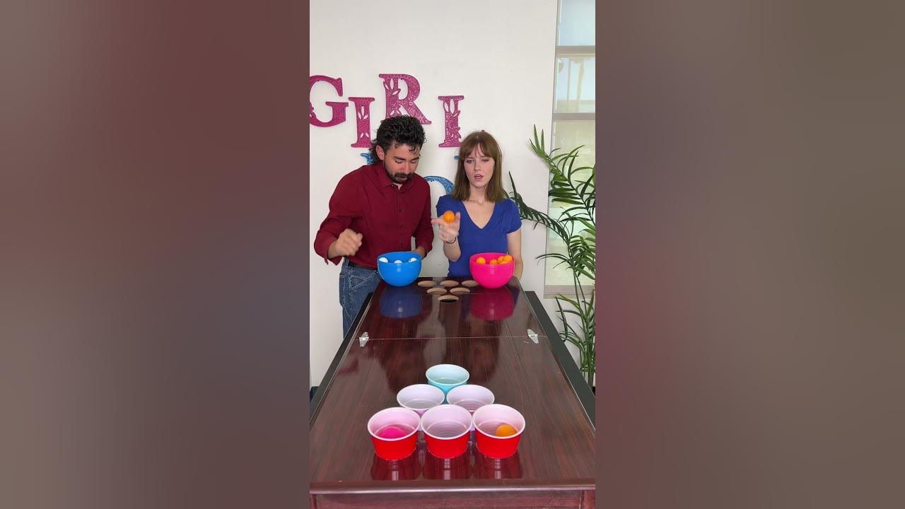 Joyful water pong game to reveal their child's gender! #shorts - YouTube