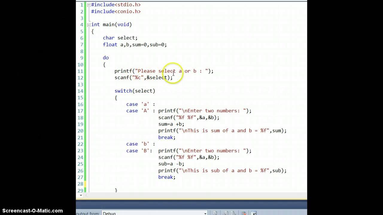 Part 6 c Programming switch case with do while loop - YouTube