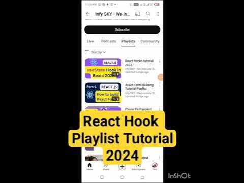 React Hook Playlist 2024 | React JS #infysky #reactjs #razorpay #laravel #coding - YouTube