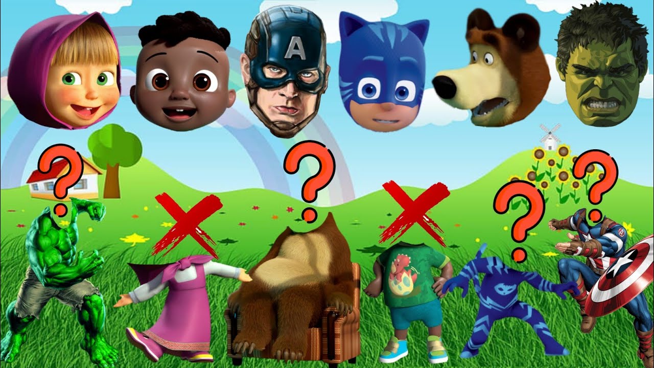 WRONG HEAD,MATCH THE HEAD, Rafadan Tayfa, ÇizgiFilm Heidi, Hulk,masha ...