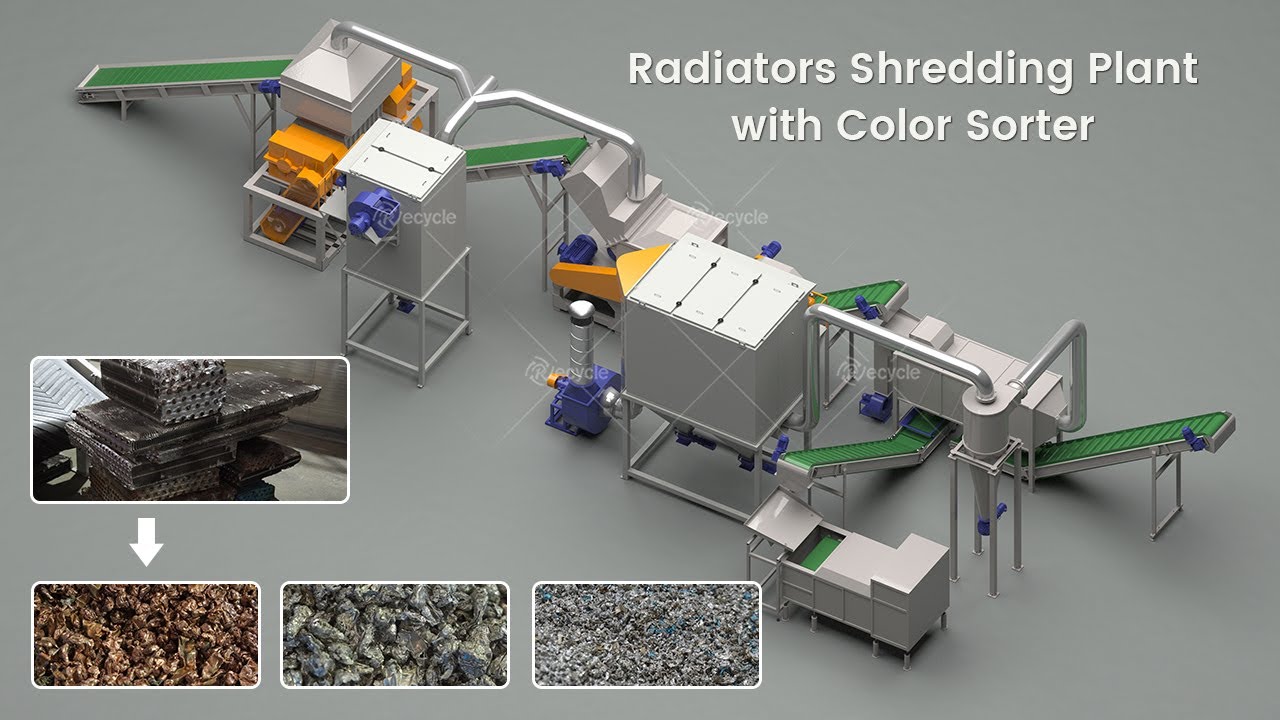 Radiators Shredding Plant with Color Sorter for Aluminum Copper ...