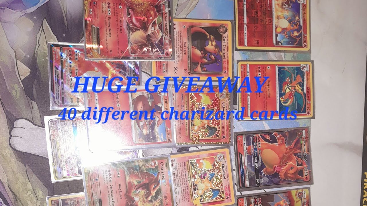 HUGE CHARIZARD CARD GIVEAWAY 40 different charizards 🔥4k subs biggest ...