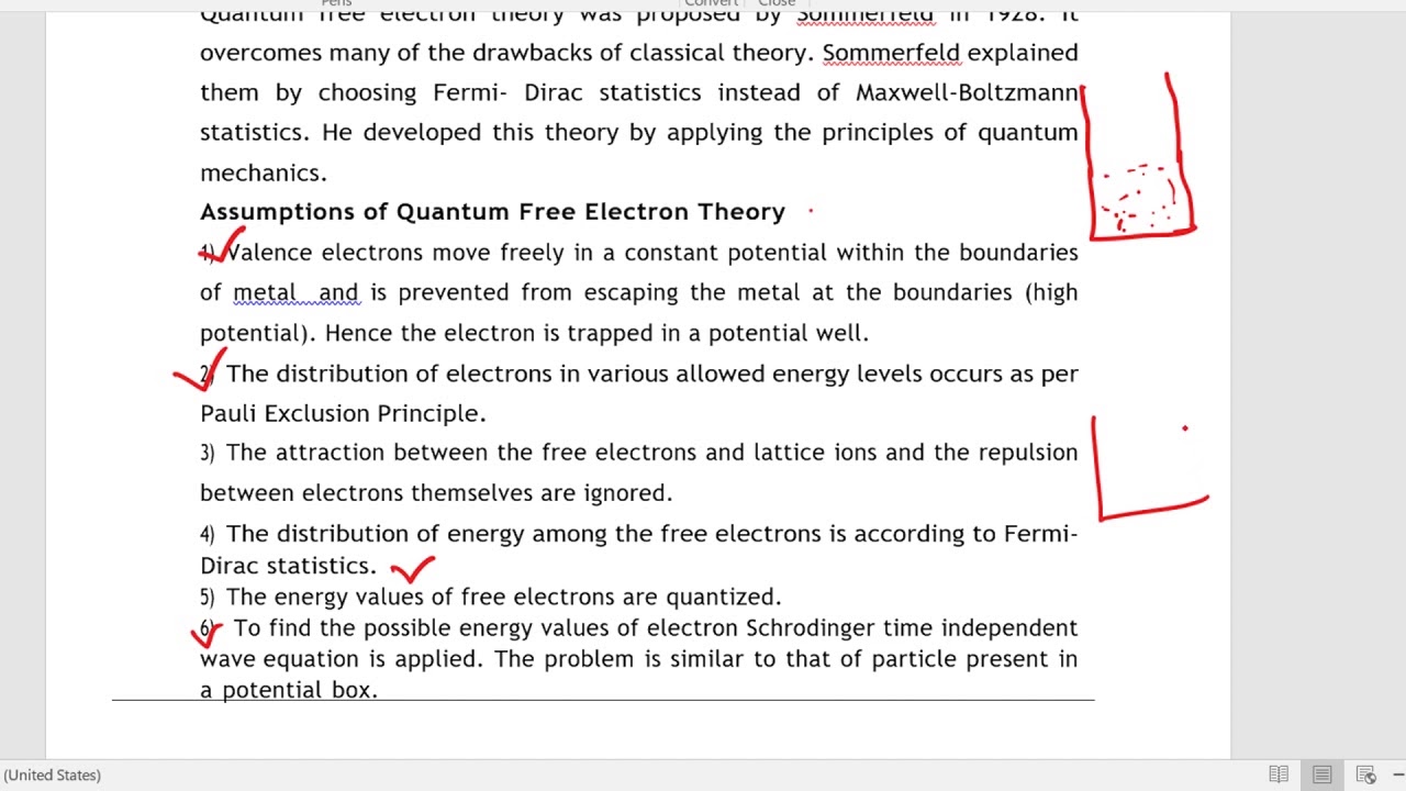 #Quantum Free electron theory#Model - YouTube