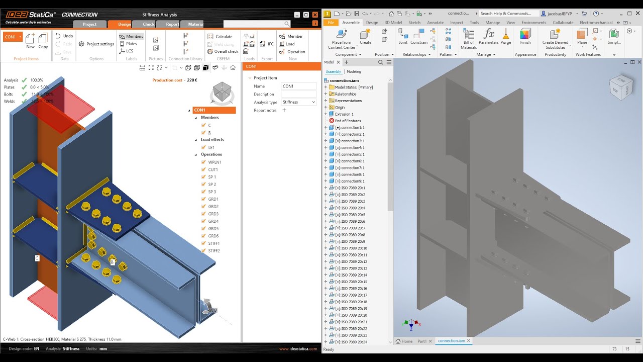 Detailing Your IDEA StatiCa Connections in Inventor - YouTube
