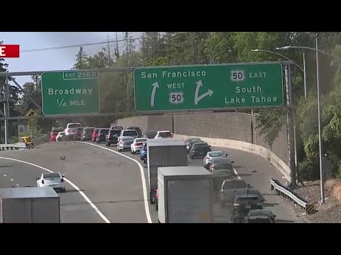 Highway 50 lane split goes into effect - YouTube
