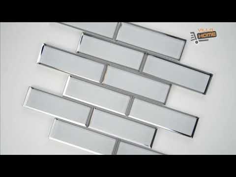 Ice Bevel Subway 11.73″x11.73″ Glass Mesh-Mounted Mosaic Tile 2″x6 ...