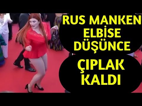 RUS MANKEN CANNES FİLM FESTİVALİNDE KIYAFETİ DÜŞÜNCE İÇ ÇAMAŞIRI İLE KALDI