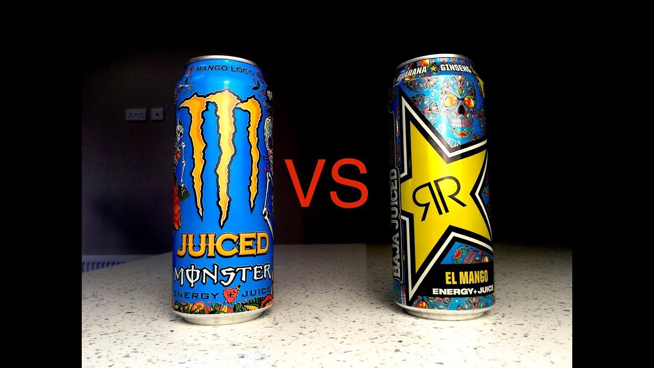 Battle of the Mangoes! Rockstar El Mango VS Monster Mango Loco! Energy ...