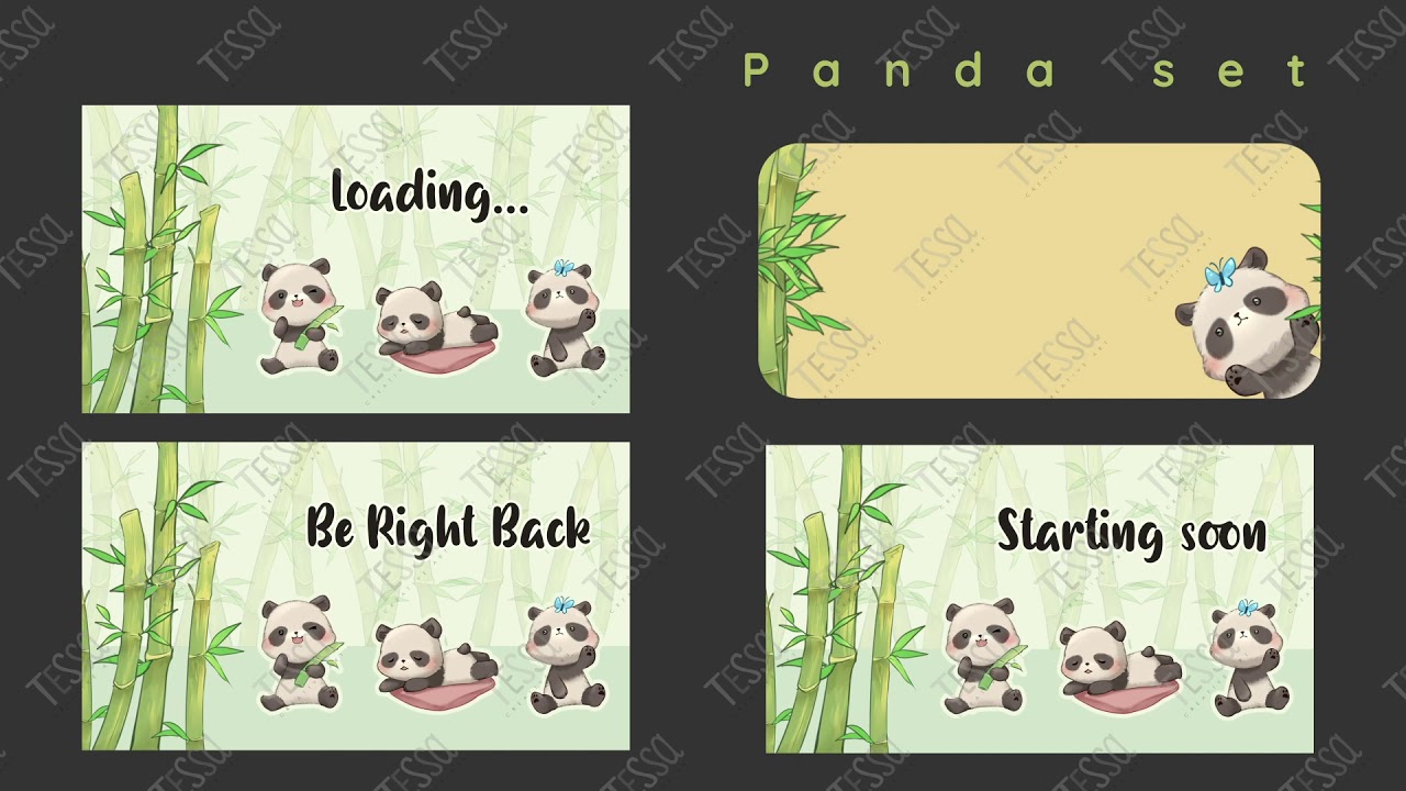 panda twitch package, cute twitch overlay, panda twitch panels, twitch ...
