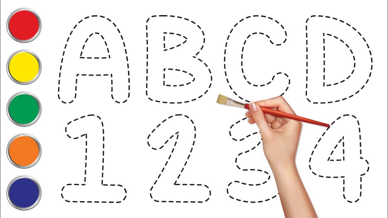 Let's Learn to Draw ABCDE, abcd & 1234 for Kids | Easy Drawing Step by ...