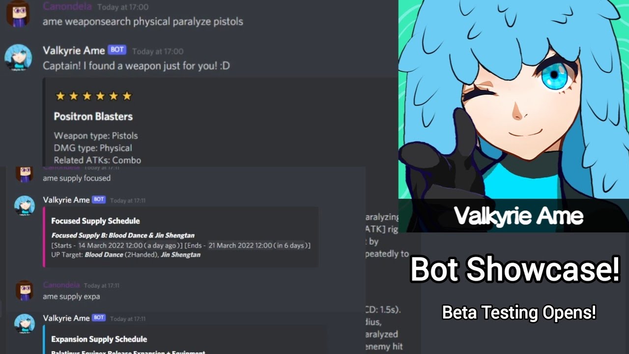 Valkyrie Ame - Honkai Discord Bot Showcase | Beta Testing Starts! - YouTube