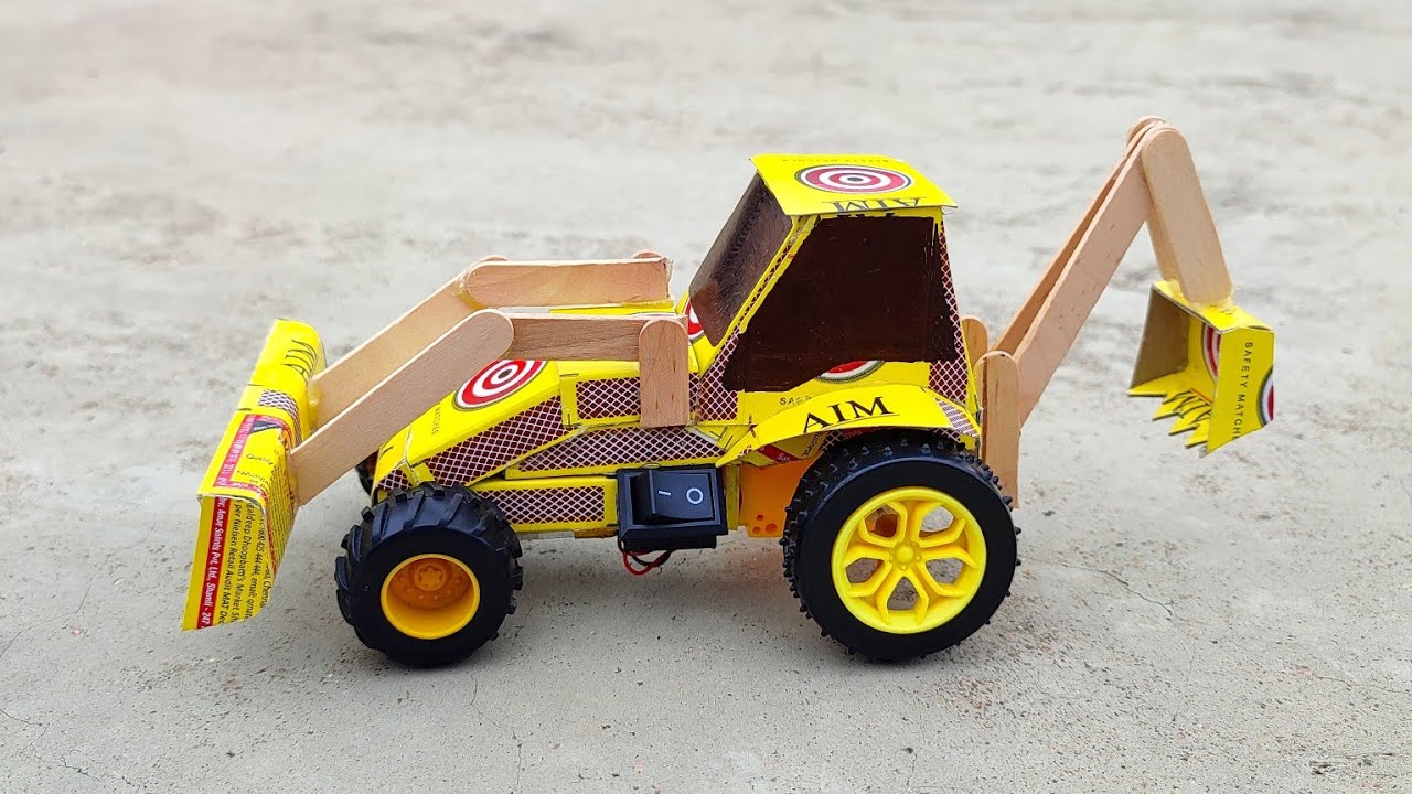 how to make matchbox jcb at home - diy electric jcb tractor toy - mini ...