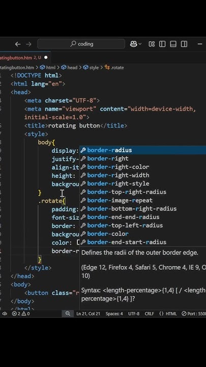 Css animation for rotating button #css #animation #html #web #coding #trending #yt #video # ...