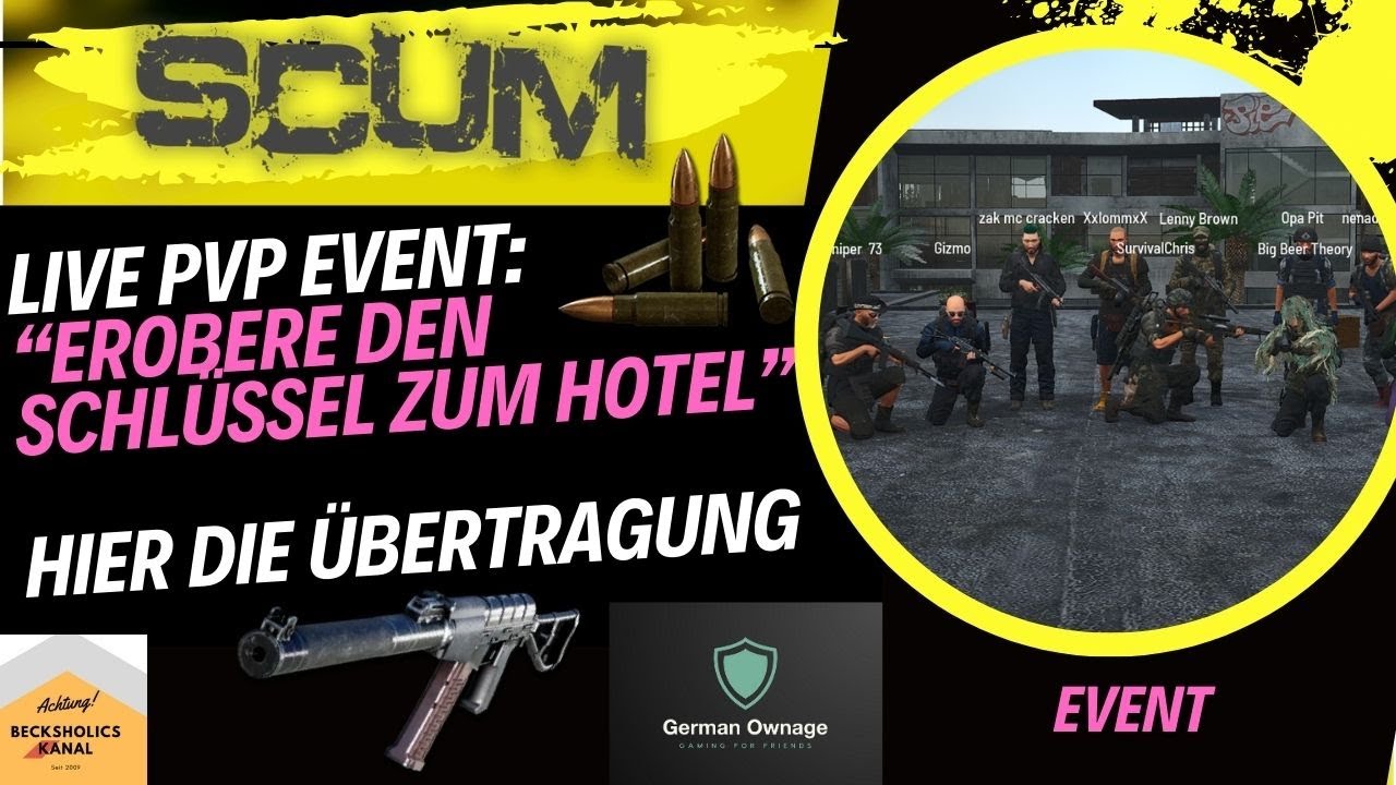 SCUM - Event LIVE Erobere den Schlüssel zum Hotel (PVP 2 Teams) - YouTube