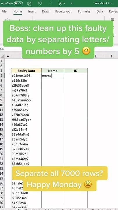 Separate letters and numbers using Excel’s flash fill shortcut 🤯 - YouTube