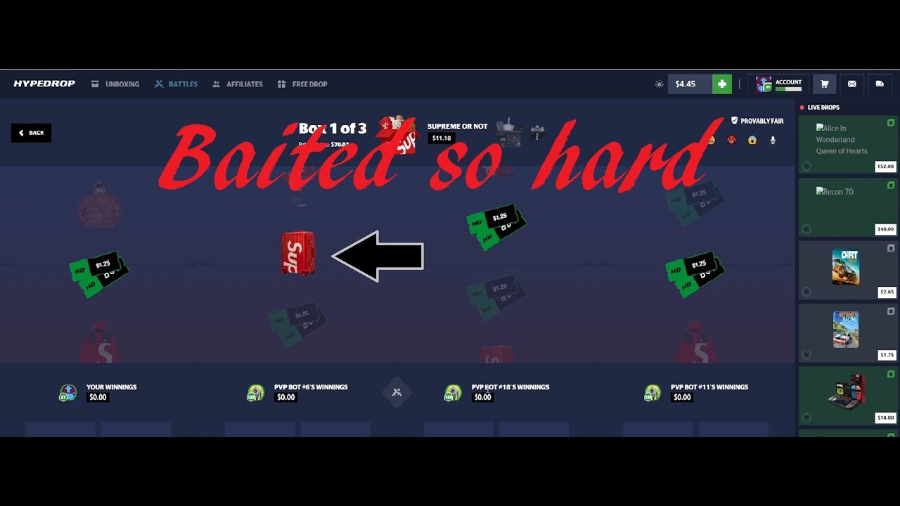 Massive Hypedrop session!!! won my whole balance in the first battle ...