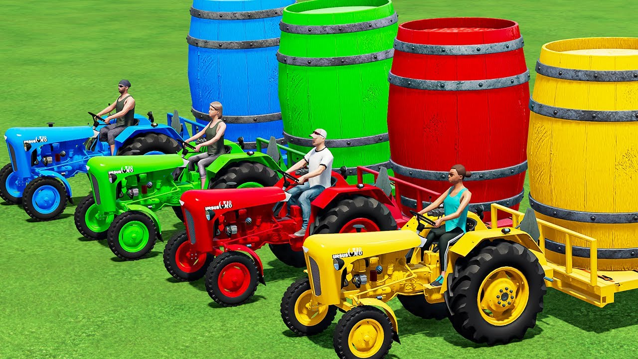 Small Tractor of Colors! Water Barrel Load with URSUS Tractors ...