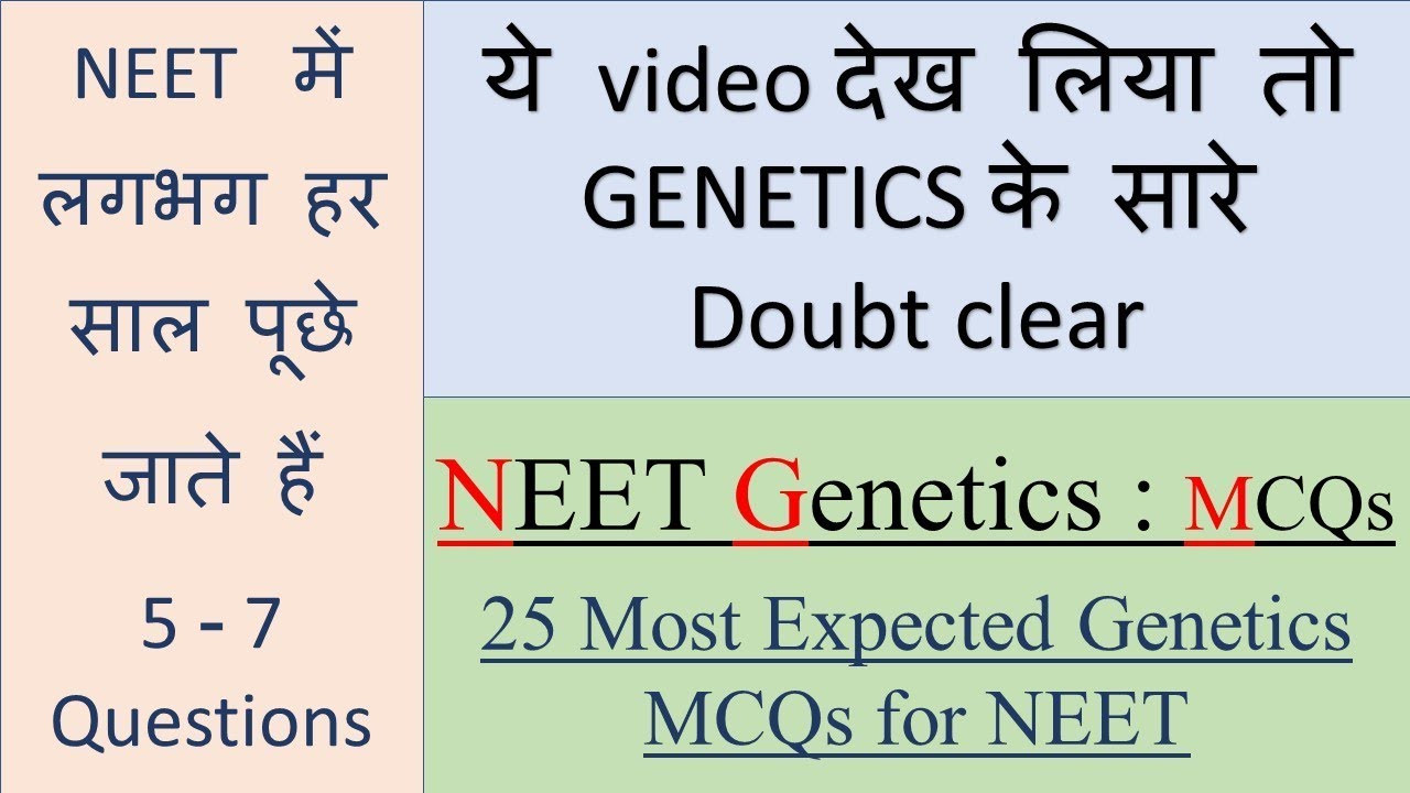 NEET Biology Genetics : Multiple Choice Questions | 25 Most Important ...