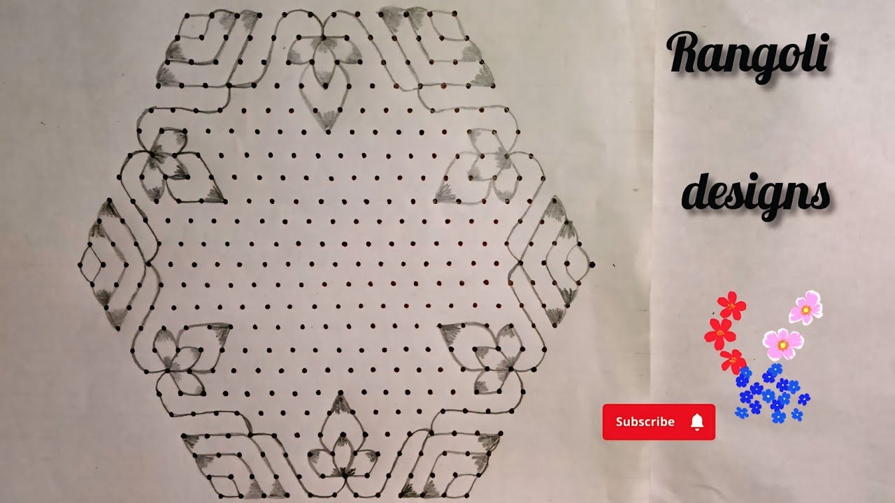 23*12 dots simple rangoli🌺🌺 designs art rangoli 🌺🌺padda chukkala ...