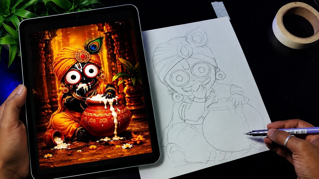 How to Draw Cute Lord Jagannath 😍| Easy Drawing Tutorial - YouTube